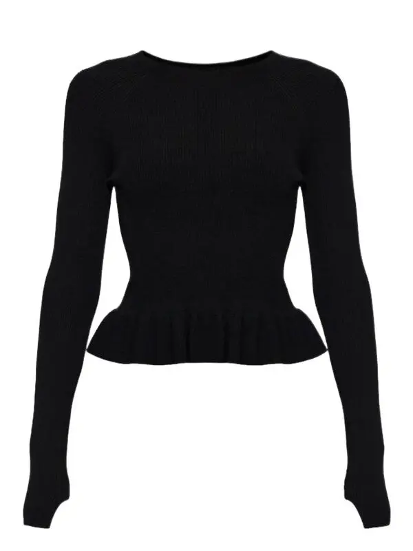 ALLSAINTS Long Sleeve Knitwear With Ruffled Hem - Black