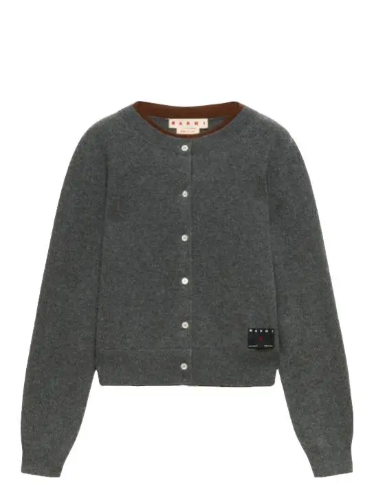 Marni Logo Patch Cashmere Cardigan - Graphite