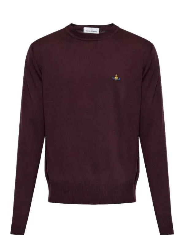 VIVIENNE WESTWOOD Long Sleeve Crew Neck Sweater With Embroidered Logo - Purple