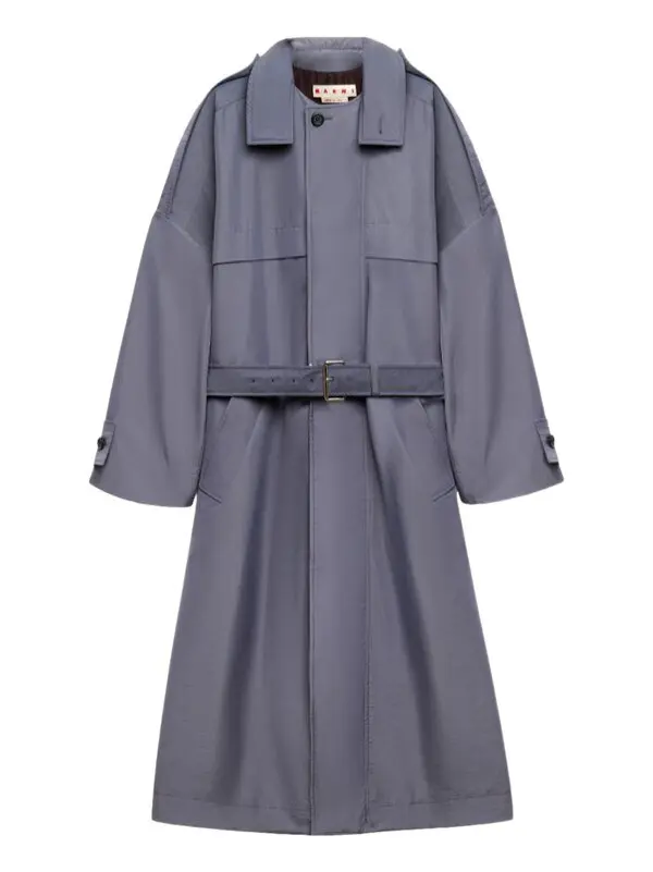 Marni Textured Nylon Trench Coat - Darkash