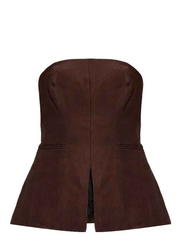 ALLSAINTS Off-shoulder Zip-up Top - Brown
