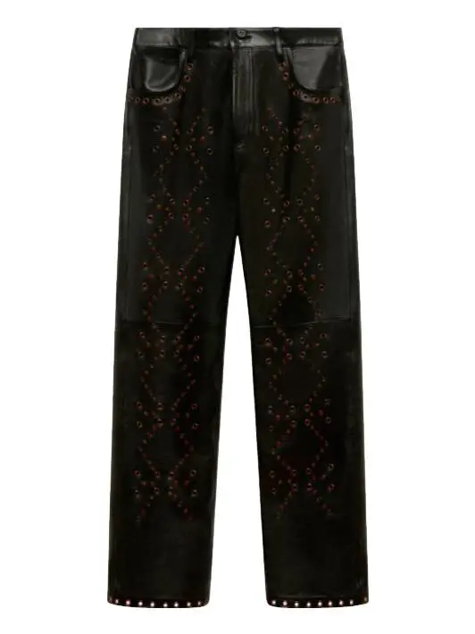 Marni Nappa Lambskin Leather Trousers With Studded Front - Black