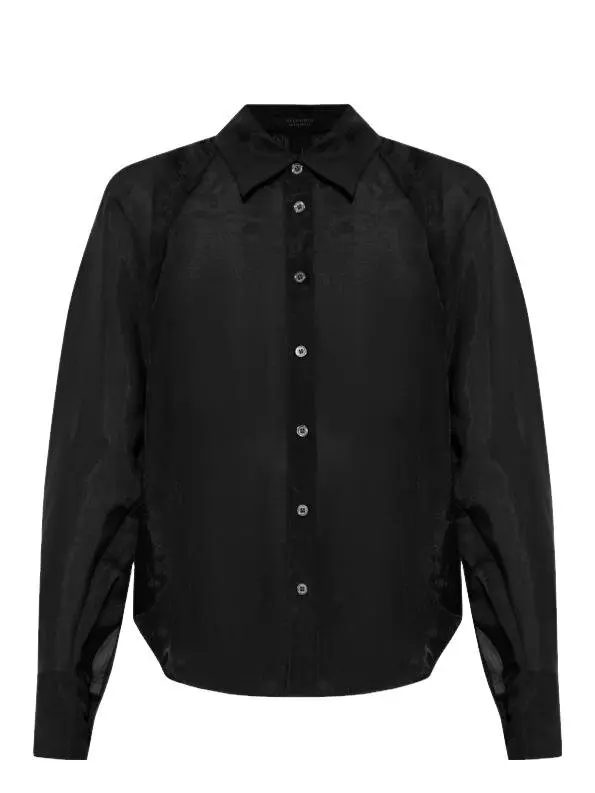 ALLSAINTS Long Sleeve Shirt With Pointed Collar - Black