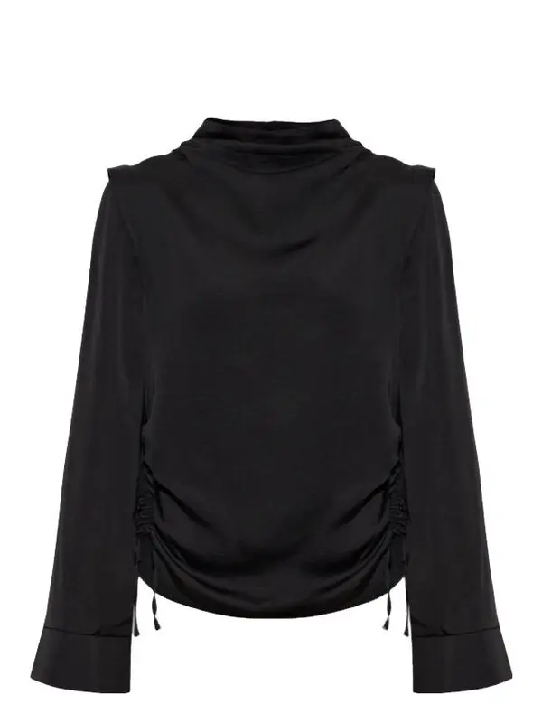 ALLSAINTS Leslie Ruched Cowl Neck Top - Black