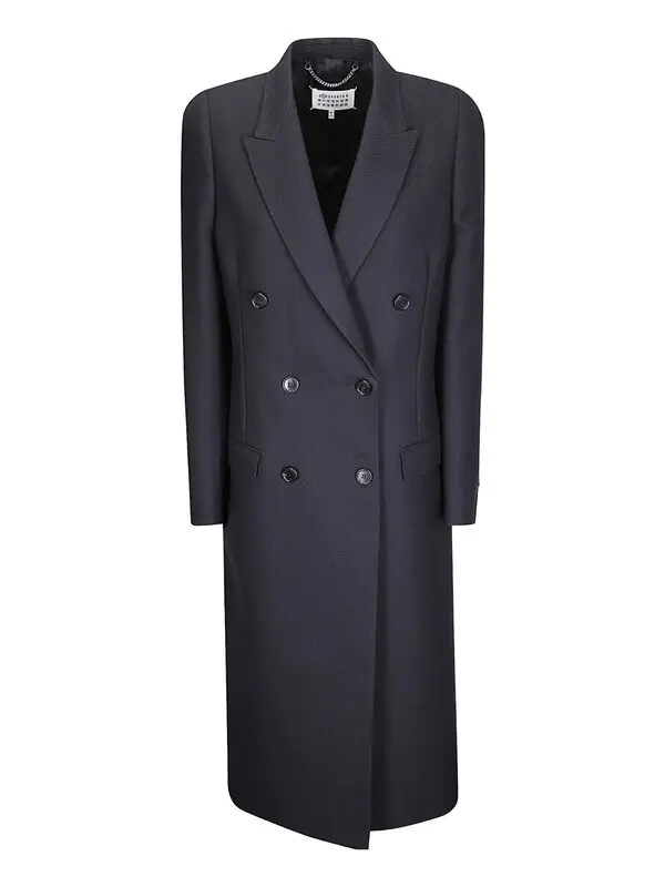 MAISON MARGIELA Long Double-breasted Coat - Black