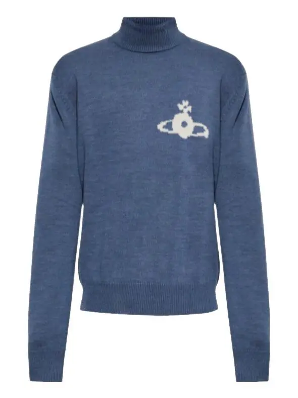 VIVIENNE WESTWOOD Mark Orb Turtleneck Knitted Sweater - Blue