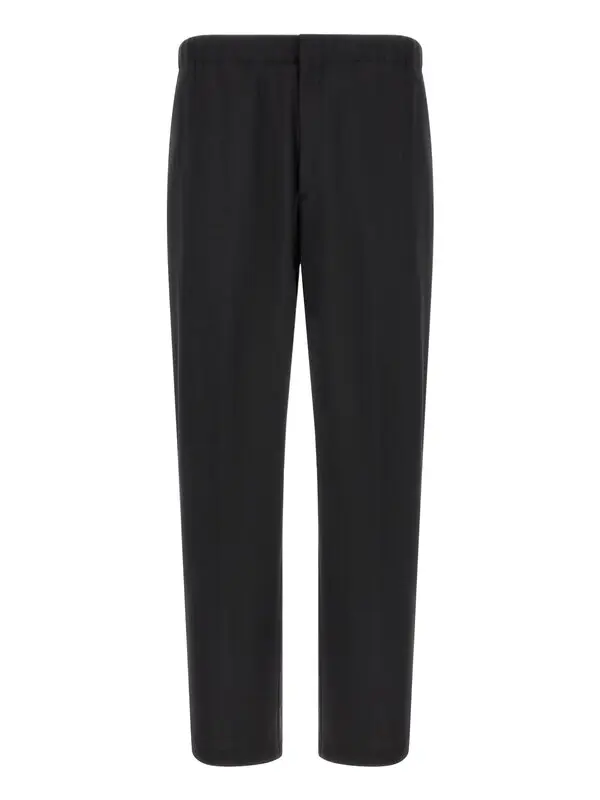 LARDINI Elastic-waist Straight-leg Trousers - Black