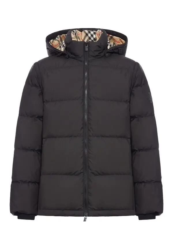 Burberry Hooded Zip-up Down Jacket - Black