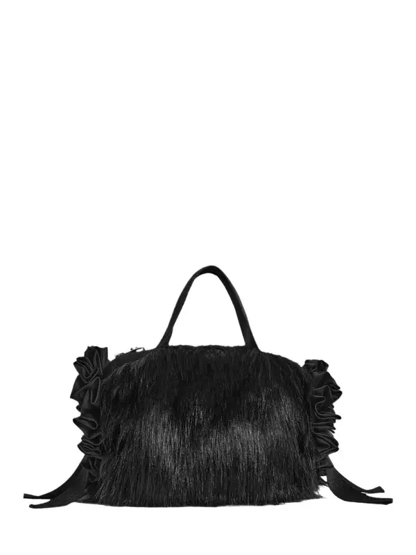 Simone Rocha Top-handle Shoulder Bag With Rose Appliqu - Black