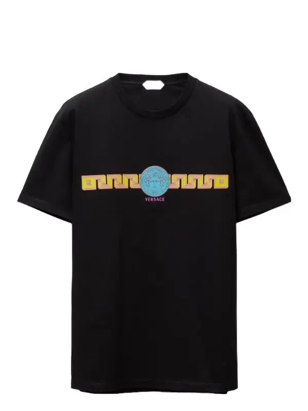 Versace Printed Cotton-jersey Slim T-shirt - Black