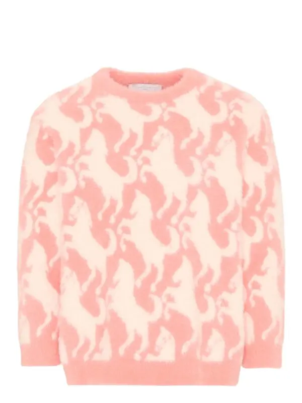 Stella McCartney Horse-intarsia Long-sleeve Sweater - Pink