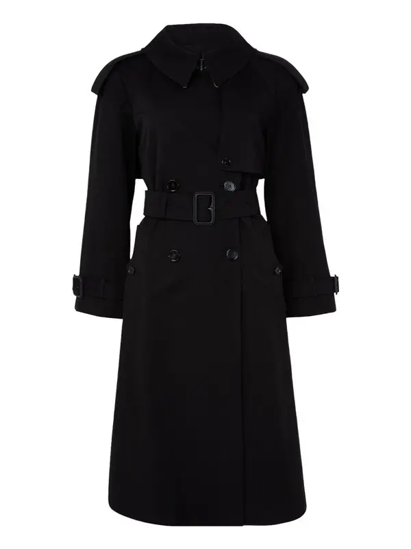 Burberry Long Gabardine Trench Coat - Black