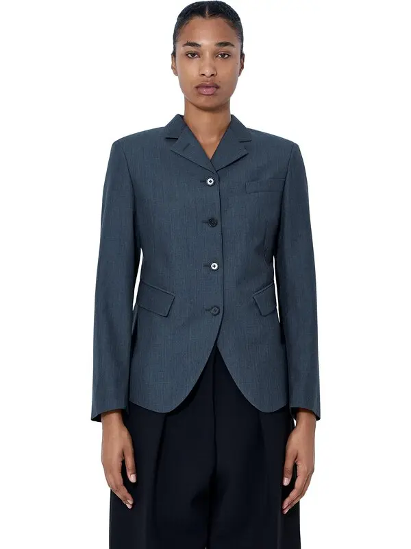 JIL SANDER Single-breasted Tailored Blazer - Gray