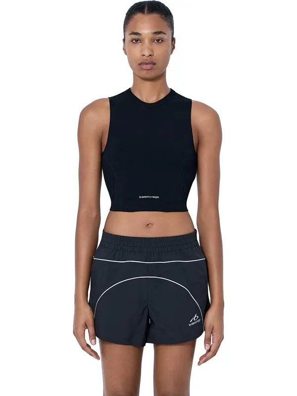 Balenciaga Sleeveless Technical Knit Bra Tank Top - Black
