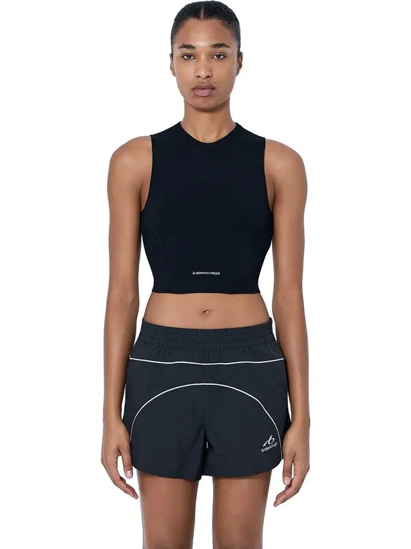 Balenciaga Sleeveless Technical Knit Bra Tank Top - Black