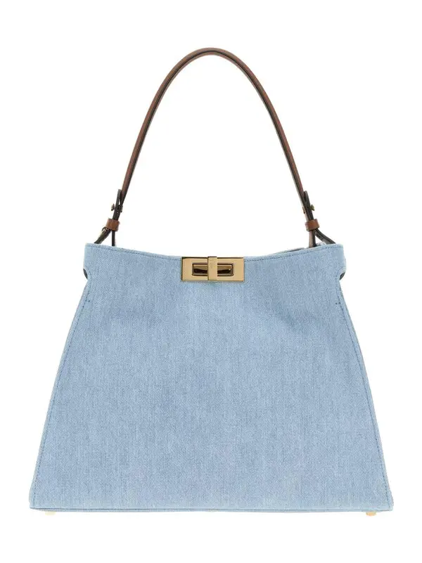 Fendi Denim Medium Way Shopping Bag - Blue