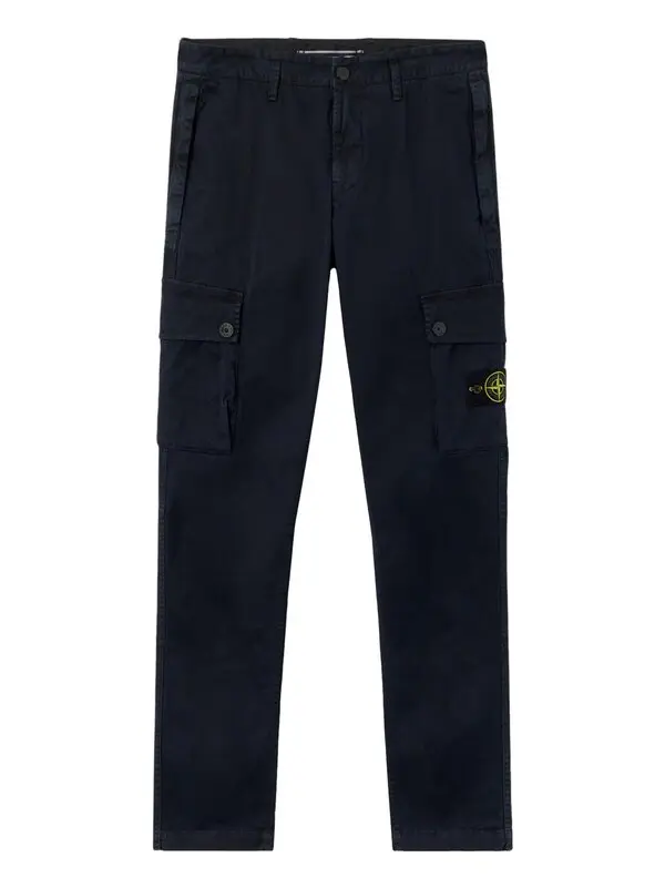 Stone Island Cotton Blend Cargo Trousers - Blue