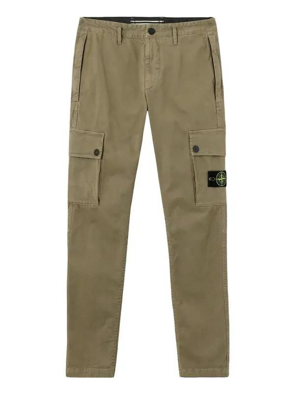 Stone Island Cotton Blend Cargo Trousers - Green