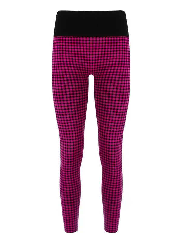 HEART AND SOUL Pink / Black Fuchsia & Black Check High-waisted Activewear Leggings - Pink/black