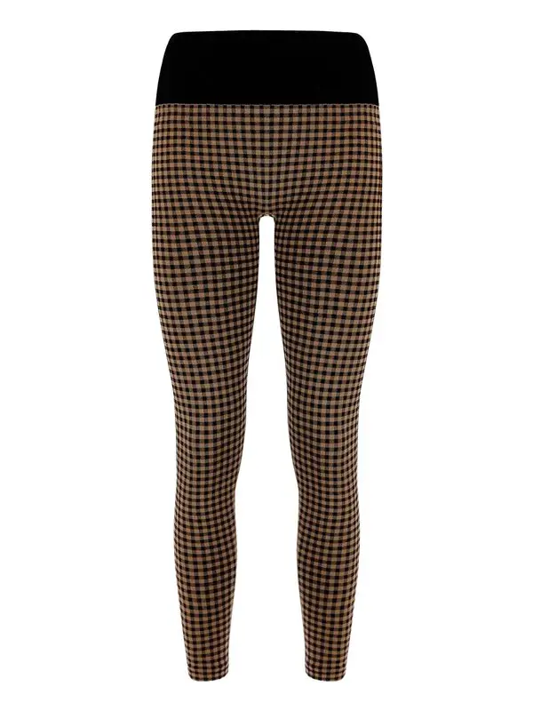 HEART AND SOUL Brown / Black Lion & Black Check High-waisted Activewear Leggings - Brown/black