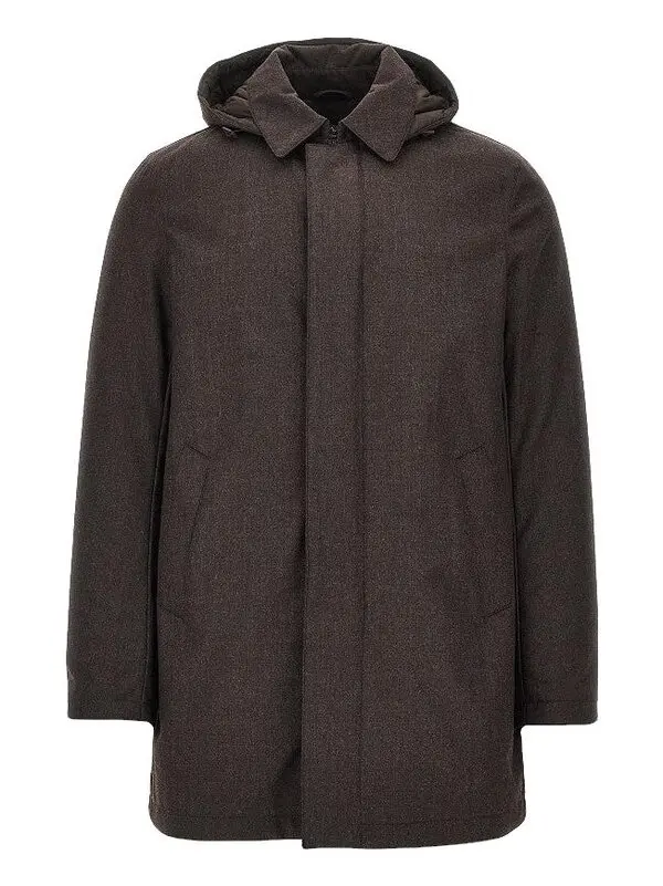 Herno Padded Technical Wool Down Jacket - Brown