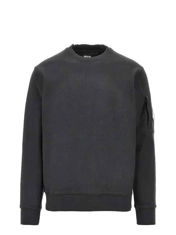 C.P. COMPANY Crewneck Cotton Weathirt With Nfc Len - Black