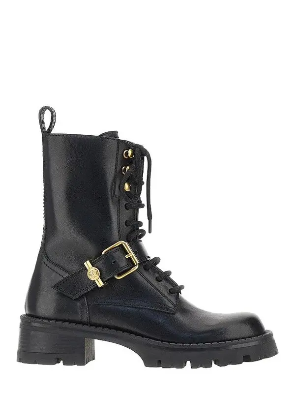 Versace Leather Mid-calf Boots With Medusa Detail - Black