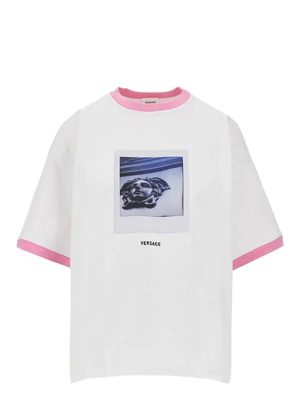 Versace Medusa Polaroid Print Cotton T-shirt - White