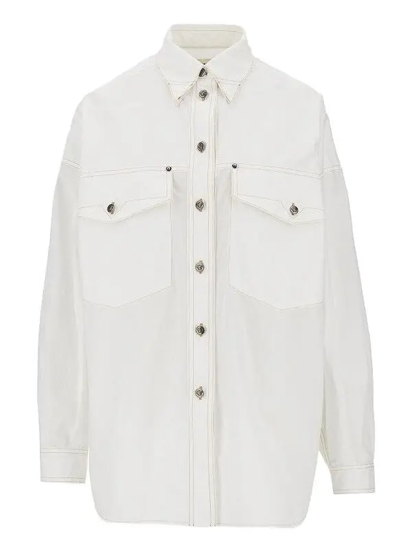 Versace Cotton Poplin Shirt With Medusa Buttons - White