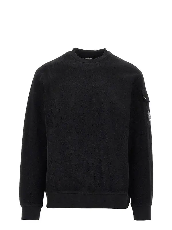 C.P. COMPANY Crewneck Cotton Weathirt With Nfc Len - Black