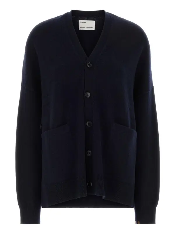 Extreme Cashmere Oversize V-neck Cardigan - Blue