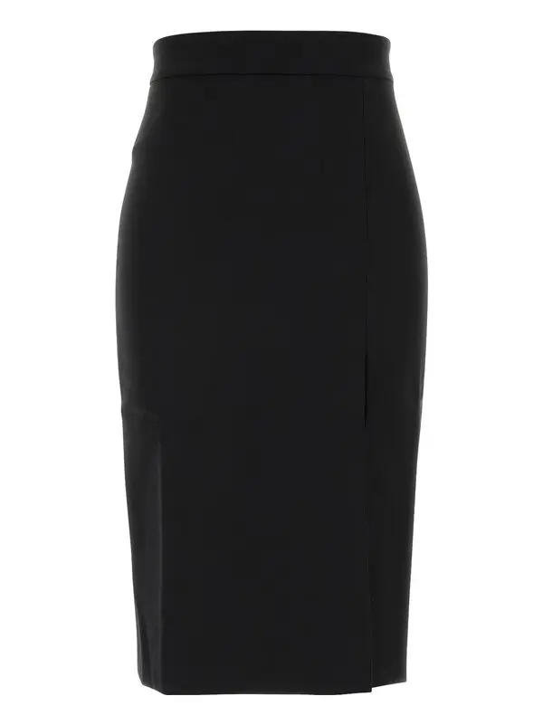 Andamane Stretch Gabardine Skirt With Side Slits - Black
