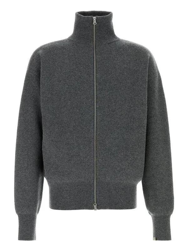 Extreme Cashmere High Neck Zip Up Cardigan - Grey