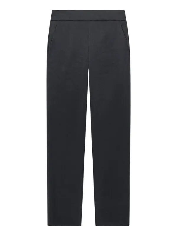 Giorgio Armani Slim-fit Trousers In Compact Stretch Silk - Grey