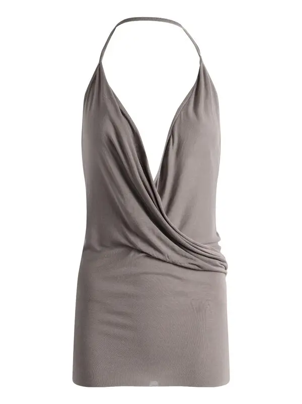 Rick Owens Draped Open Back Halter Top - Steel