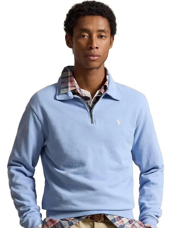 Ralph Lauren Loopback Fleece Collared Sweatshirt - Chambray Blue