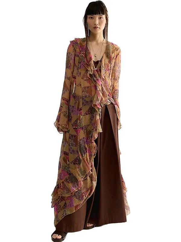 Free People Heirloom Printed Maxi Top - Pink Combo