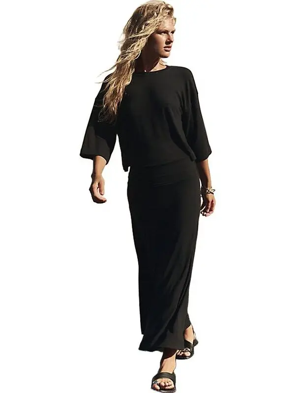 Free People Good Feels Maple Midi Dress - Black