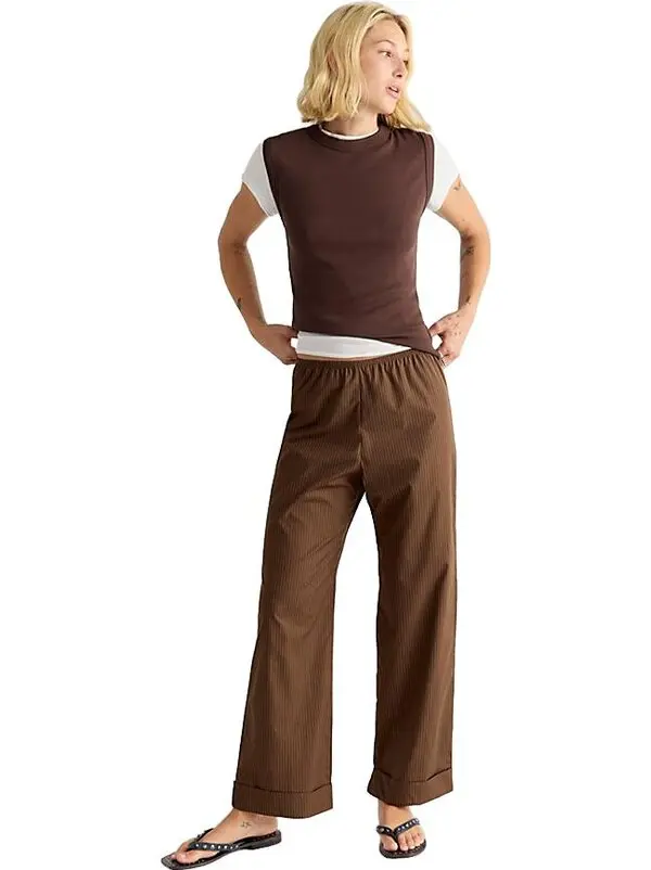 Donni. Pop Pinstripe Simple Pants - Walnut