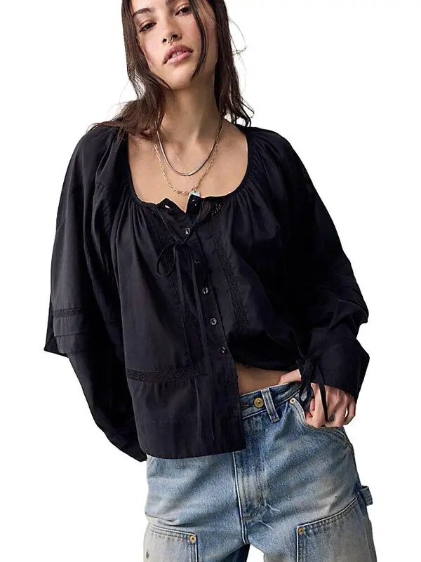 Free People We The Free La Lune Blouse - Black