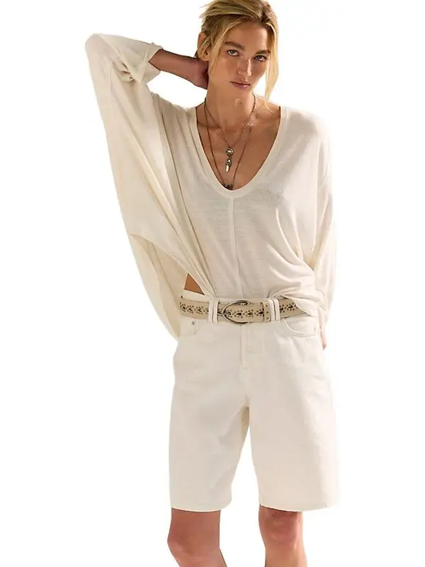 Free People We The Free Long Sleeve Silk Tee - Tea