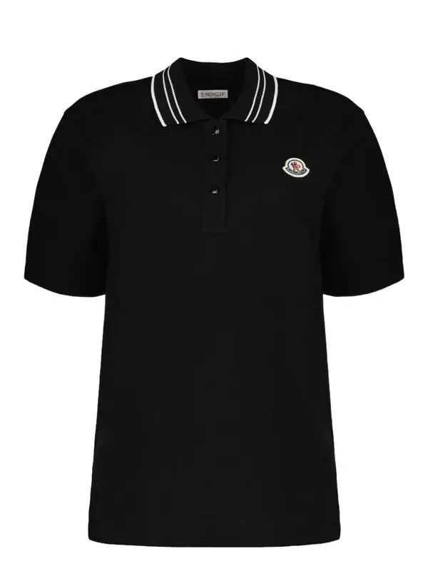Moncler Logo Patch Short-sleeved Polo Shirt - Black