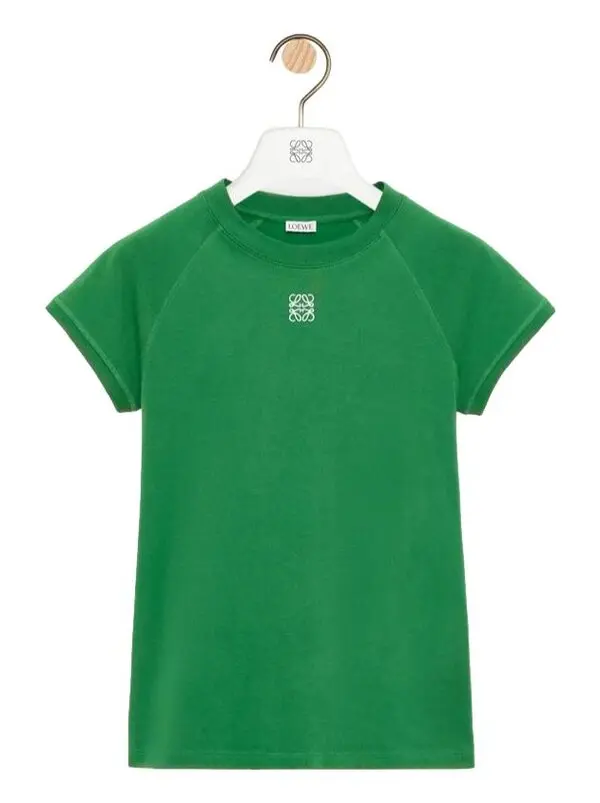 Loewe Small Fit Cotton Blend T-shirt With Anagram Embroidery - Green
