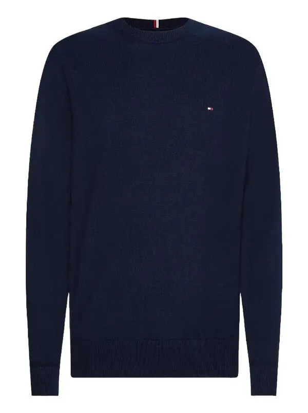 Tommy Hilfiger Round Neck Sweater With Ribbed Detailing - Black
