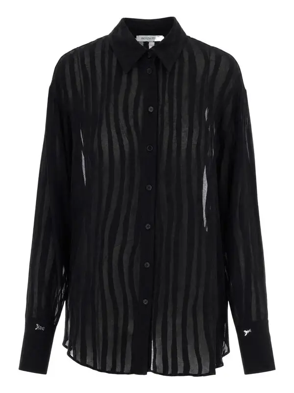 Patrizia Pepe Dévoré Striped Shirt - Black