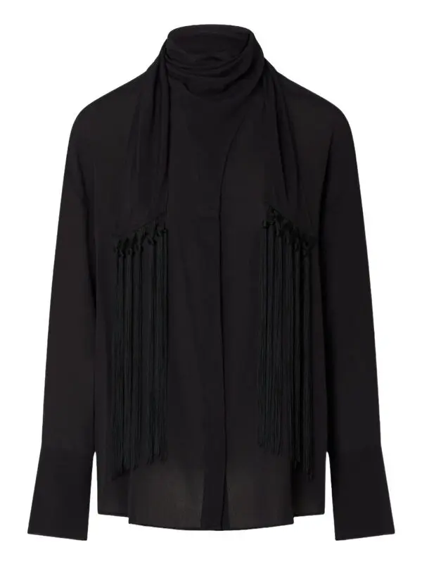 Liu Jo Long Sleeve Draped Shirt With Scarf Detail - Black