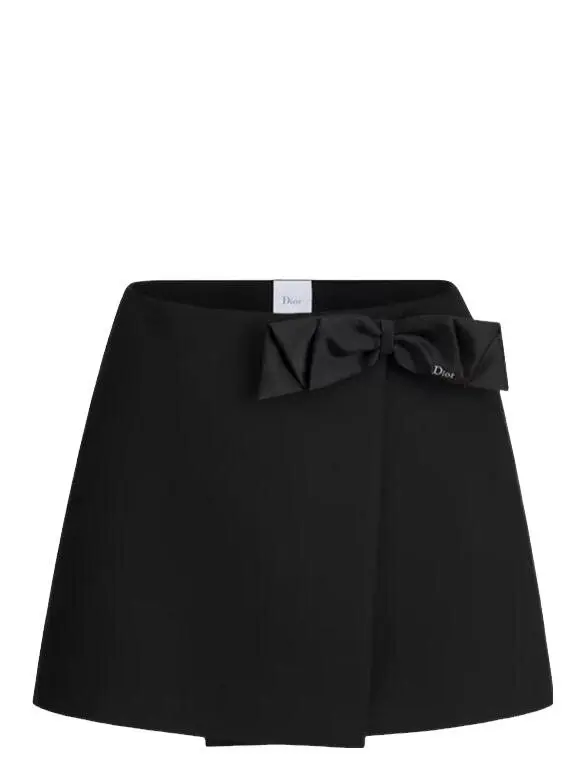 Dior Wrap Miniskirt With Satin Bow Detail - Black