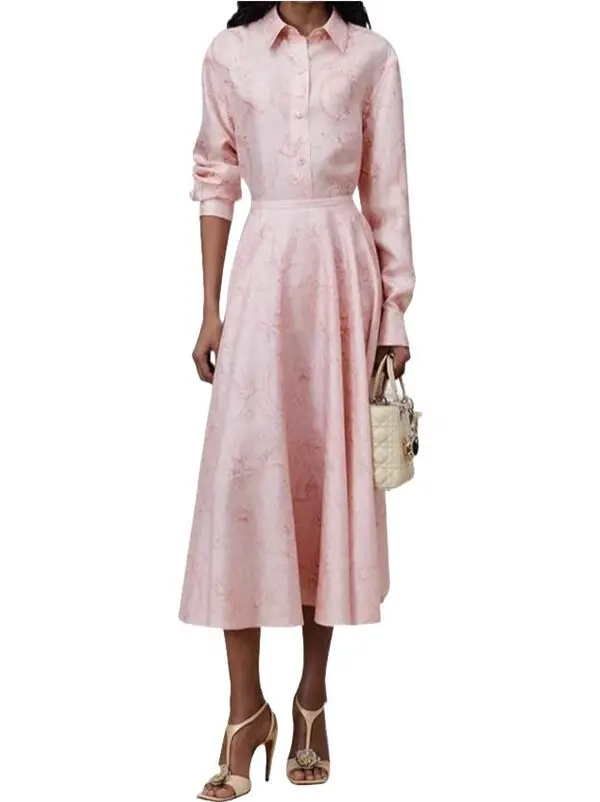 Dior Embroidered Silk Blouse With Mother-of-pearl And Gold-finish Buttons - Pink