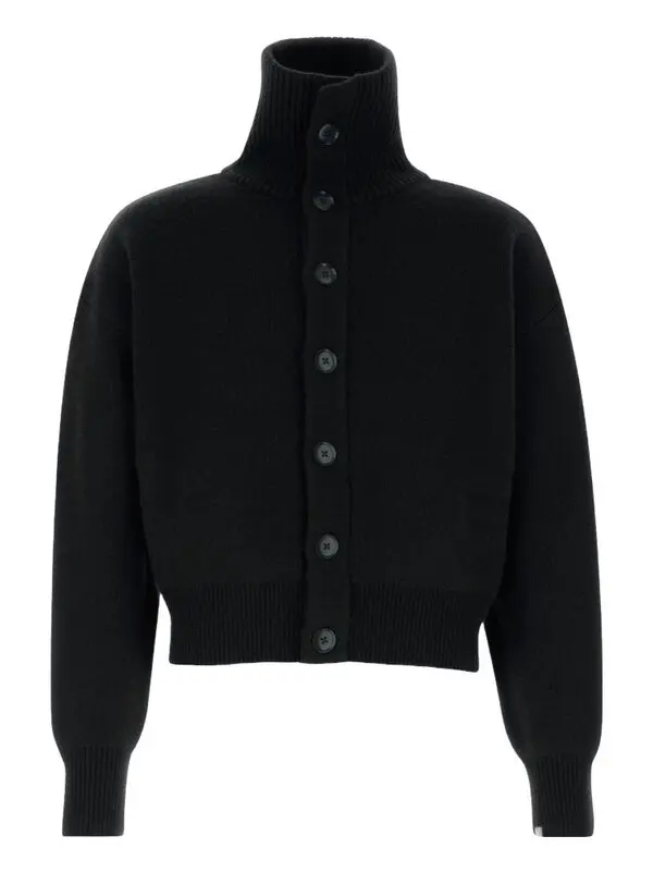 Extreme Cashmere Clement High Neck Button-up Sweater - Black