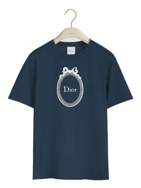 Dior Embroidered Medallion Short Sleeve T-shirt - Blue